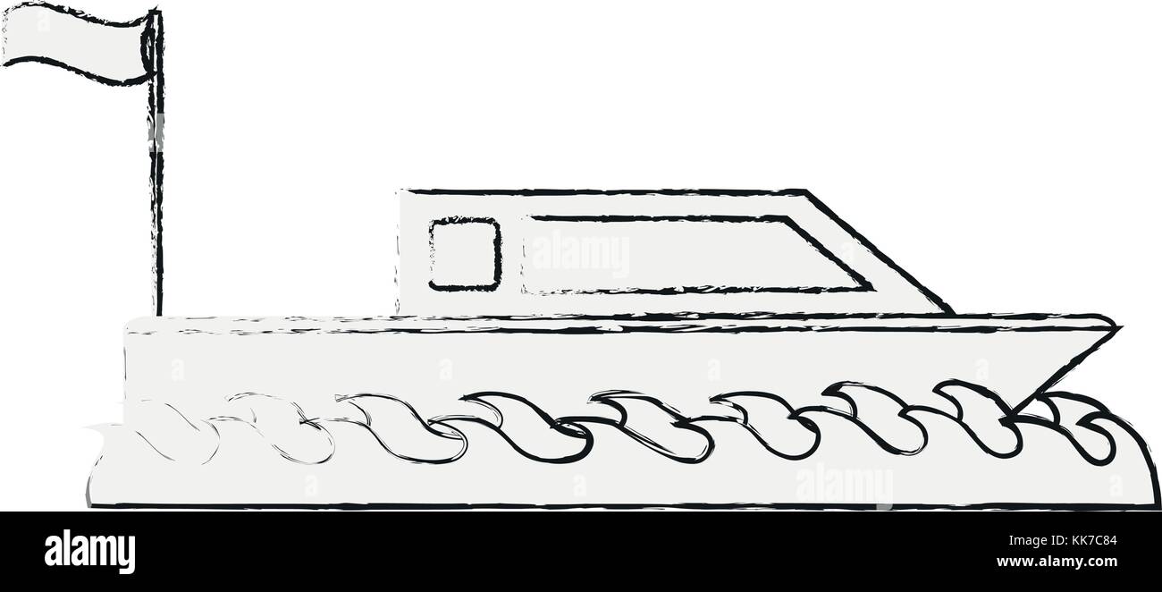 Small white boat on lake Stock Vector Images - Alamy