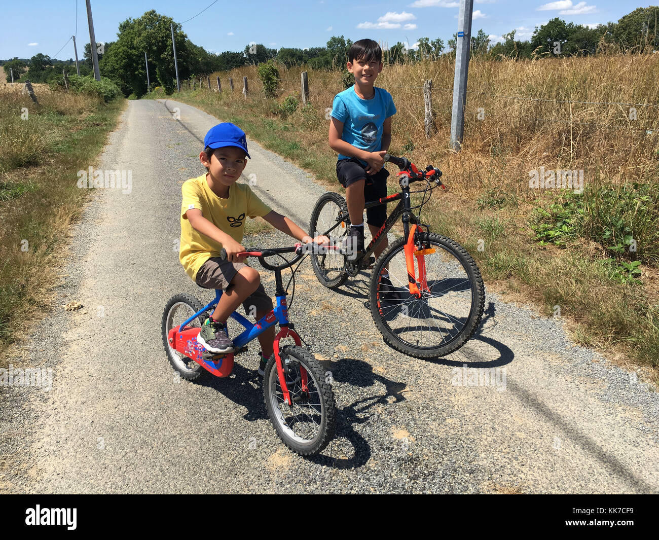 Boys doing bicycle outdoor Stock Photo - Alamy