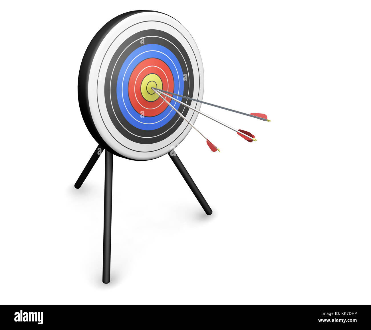 3D render of arrows hitting the bullseye Stock Photo - Alamy