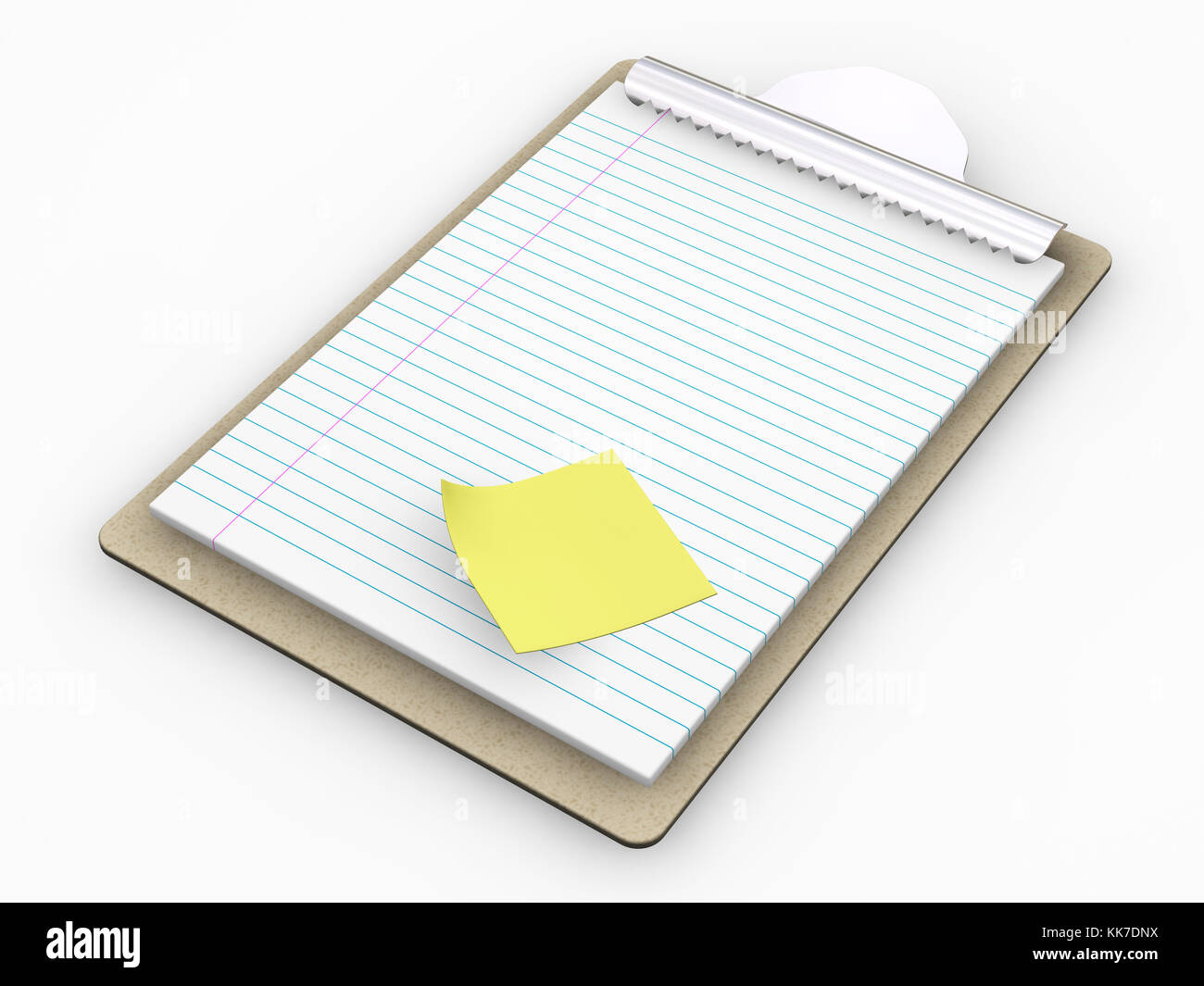 3D render of a clipboard with a post-it note Stock Photo - Alamy