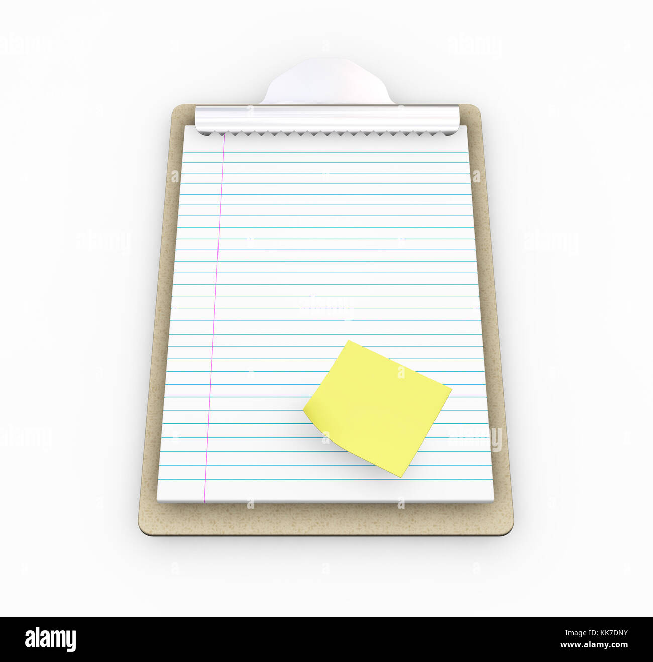 3D render of a clipboard with a post-it note Stock Photo - Alamy