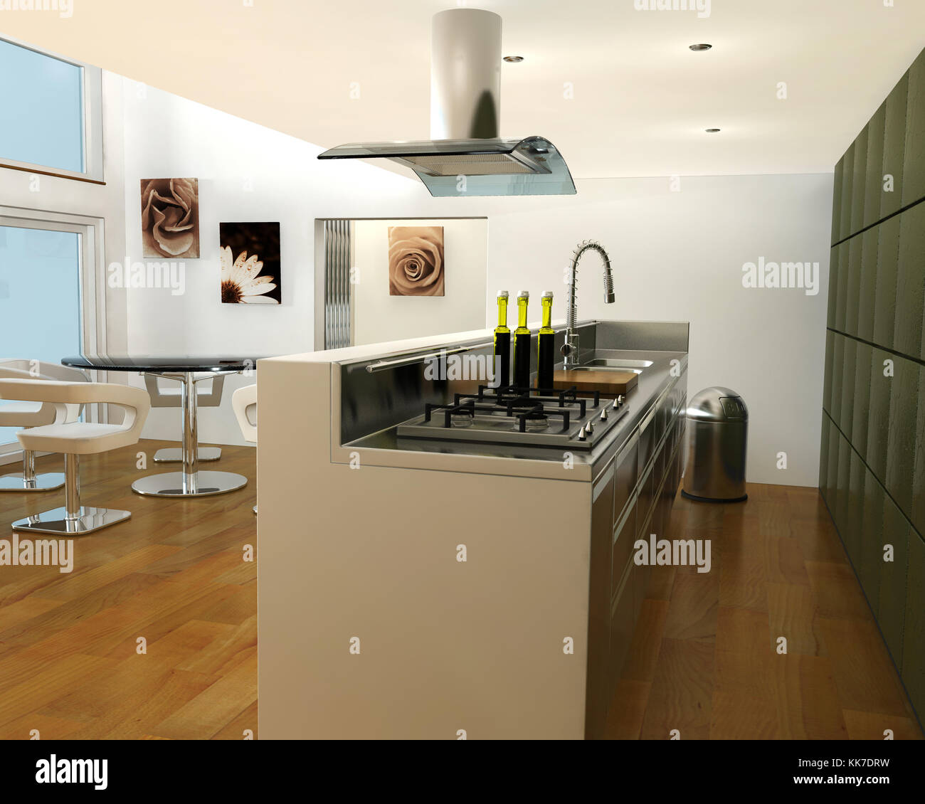 3D render of an interior of a contemporary kitchen Stock Photo - Alamy