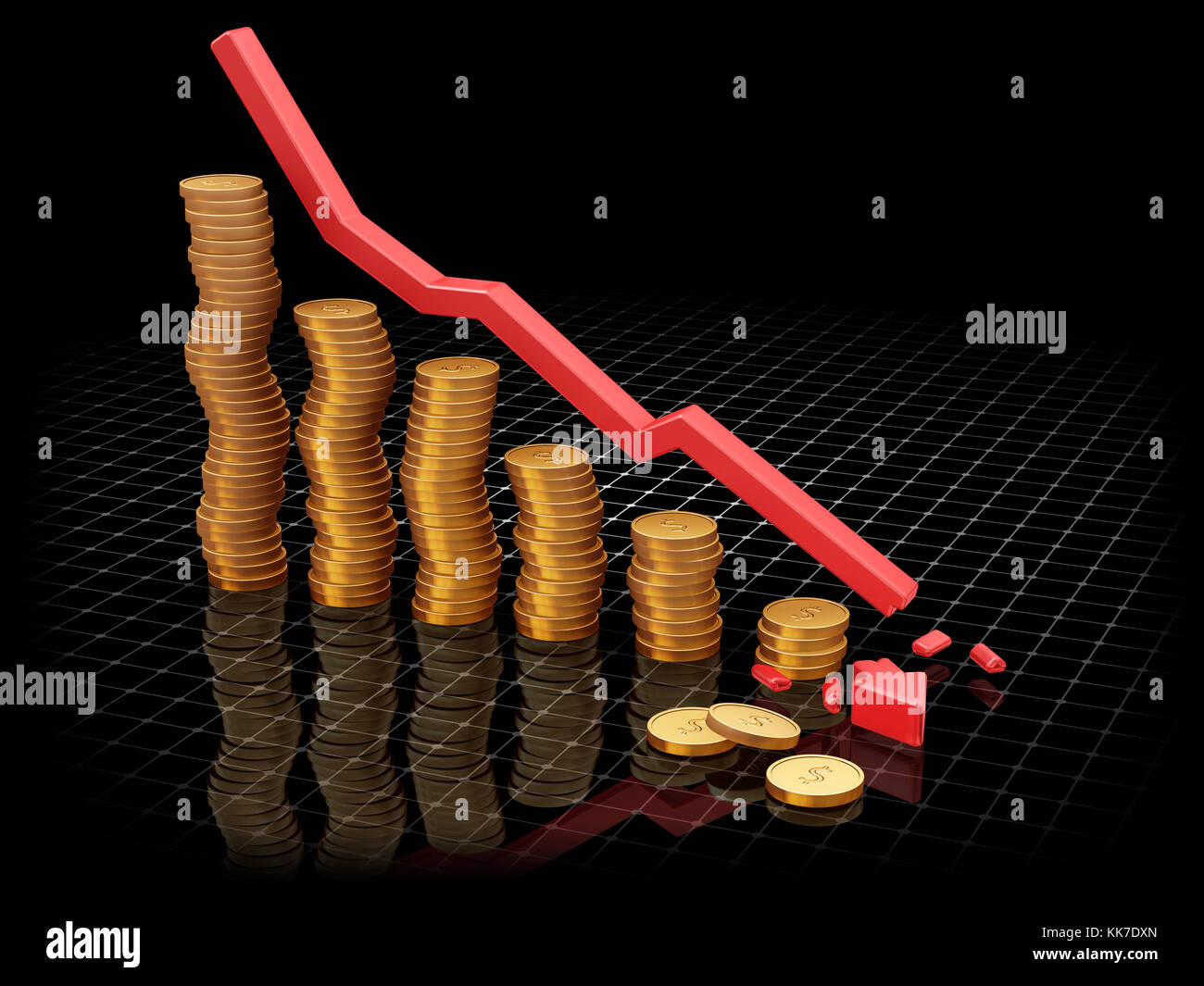 3D render of a chart showing falling profits Stock Photo - Alamy