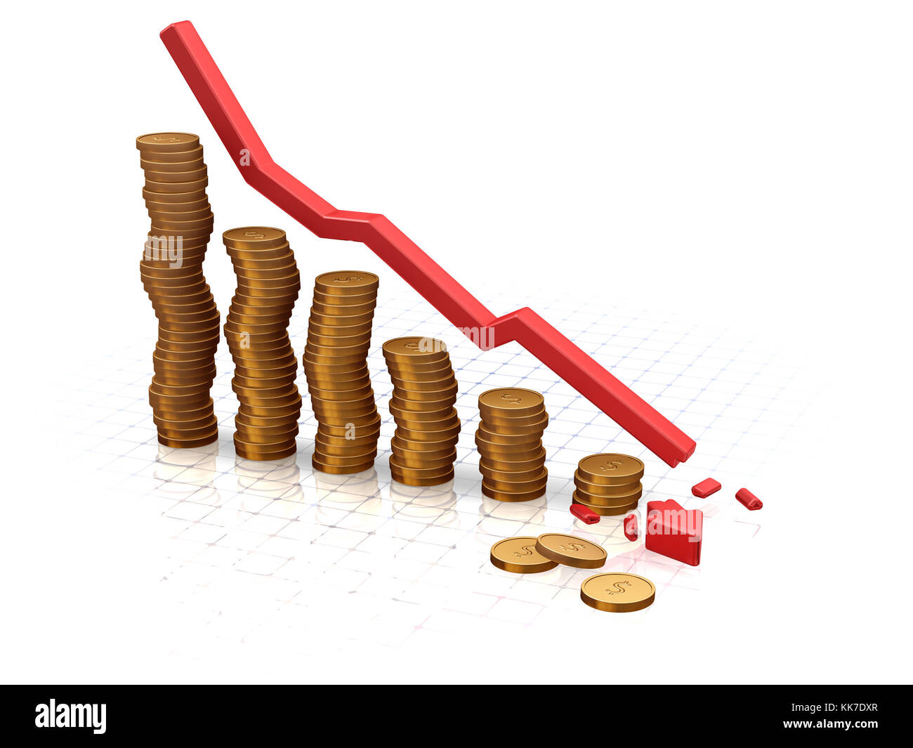 3D render depicting falling profits Stock Photo - Alamy
