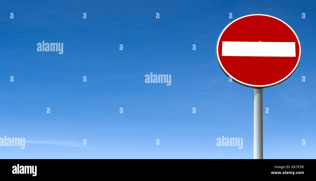 No Entry Sign Board against blue sky Stock Photo - Alamy