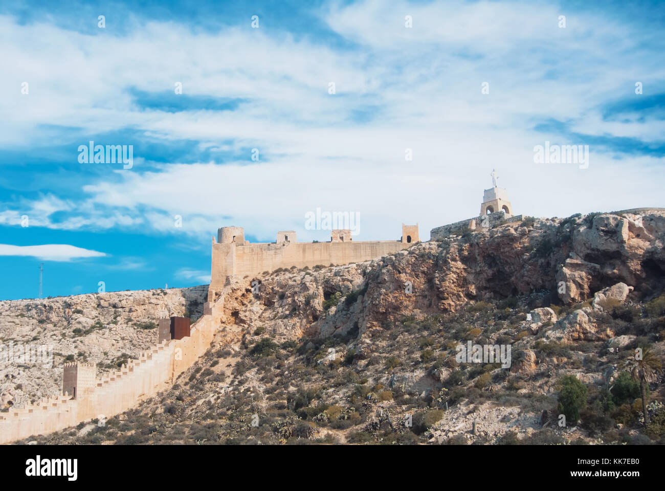 Panoramic view of medieval moorish fortress Alcazaba in Almeria over ...