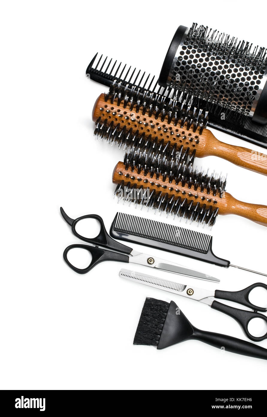 scissors and combs on white background with clipping path Stock Photo ...