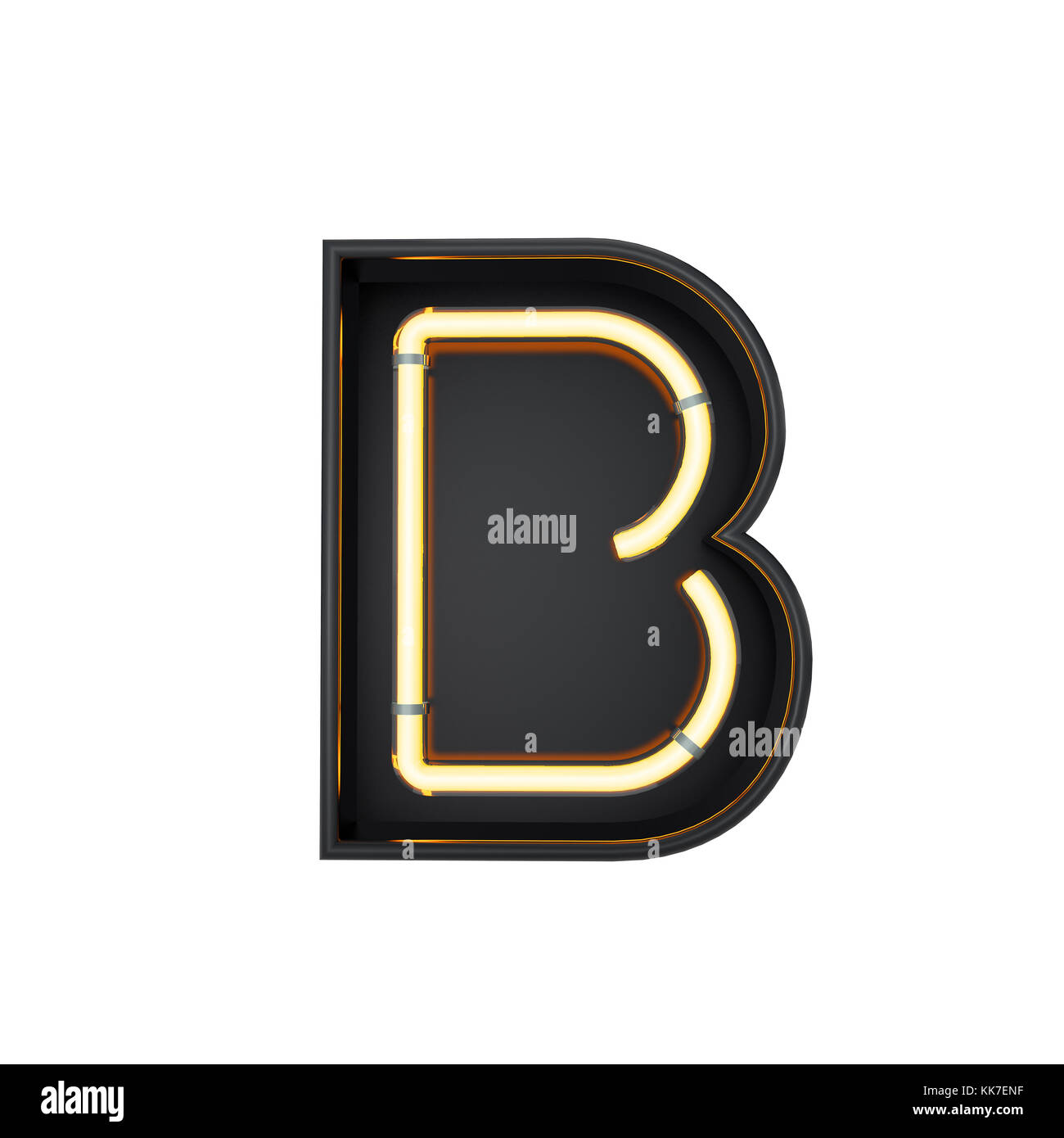 Neon style light letter B. Glowing neon Capital letter. 3D rendering ...