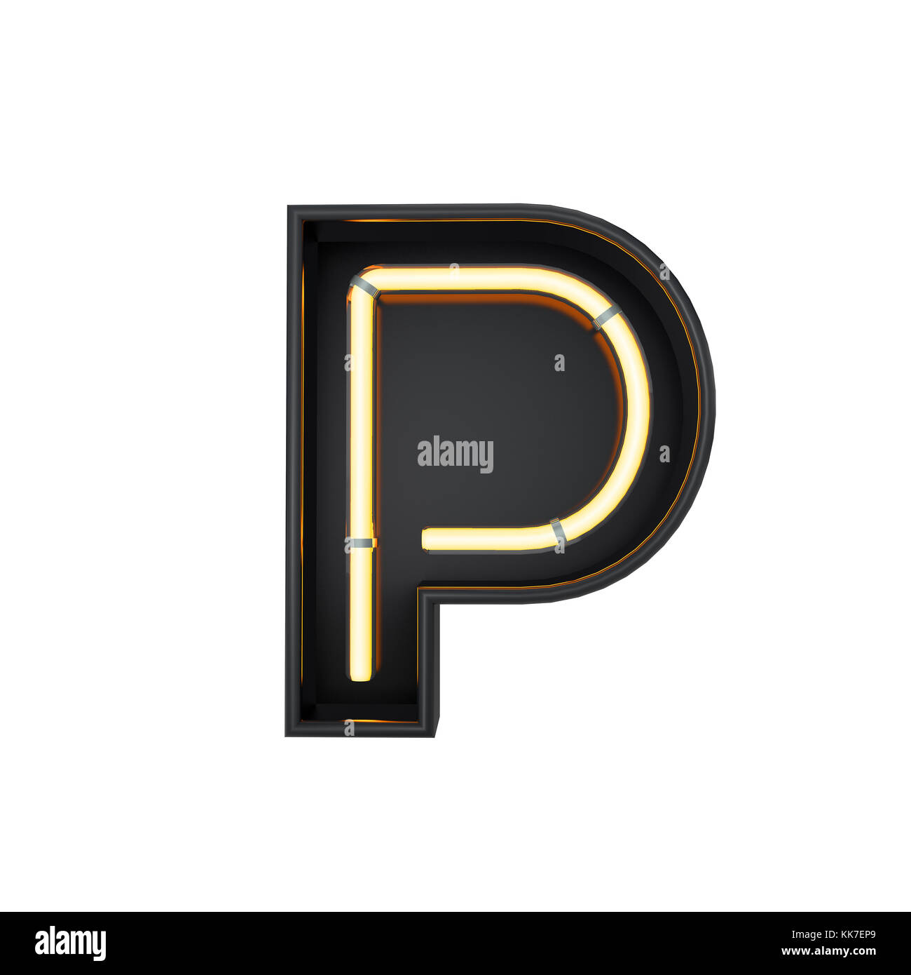 Neon style light letter P. Glowing neon Capital letter. 3D rendering ...