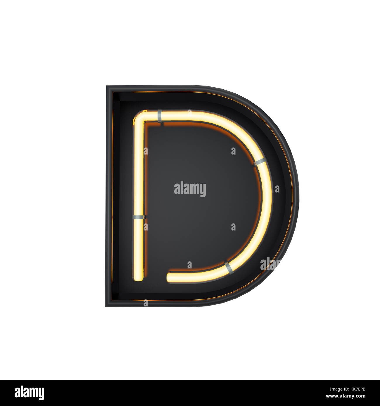 Neon style light letter D. Glowing neon Capital letter. 3D rendering ...