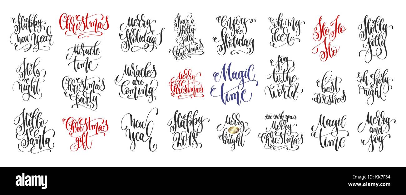 set of 25 hand lettering inscription to winter holiday Stock Vector ...