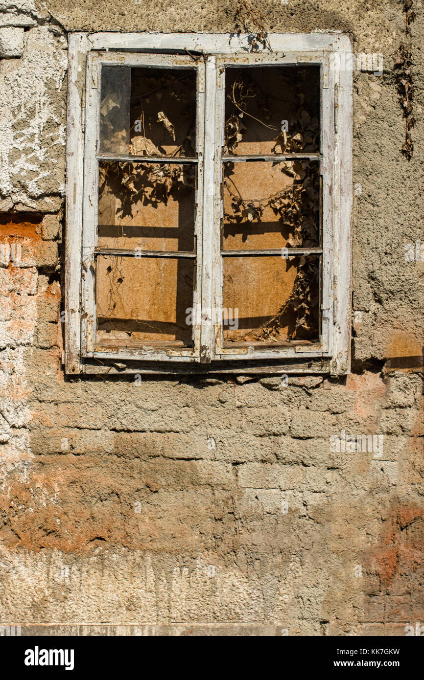 Old white broken window, on an old, ruined building Stock Photo - Alamy