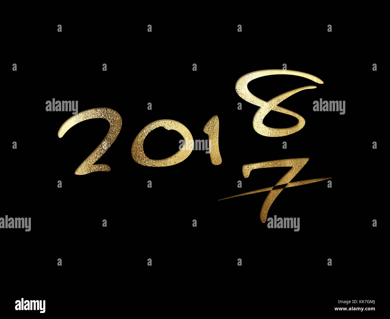 The golden glitter isolated hand writing word year 2018 on black ...