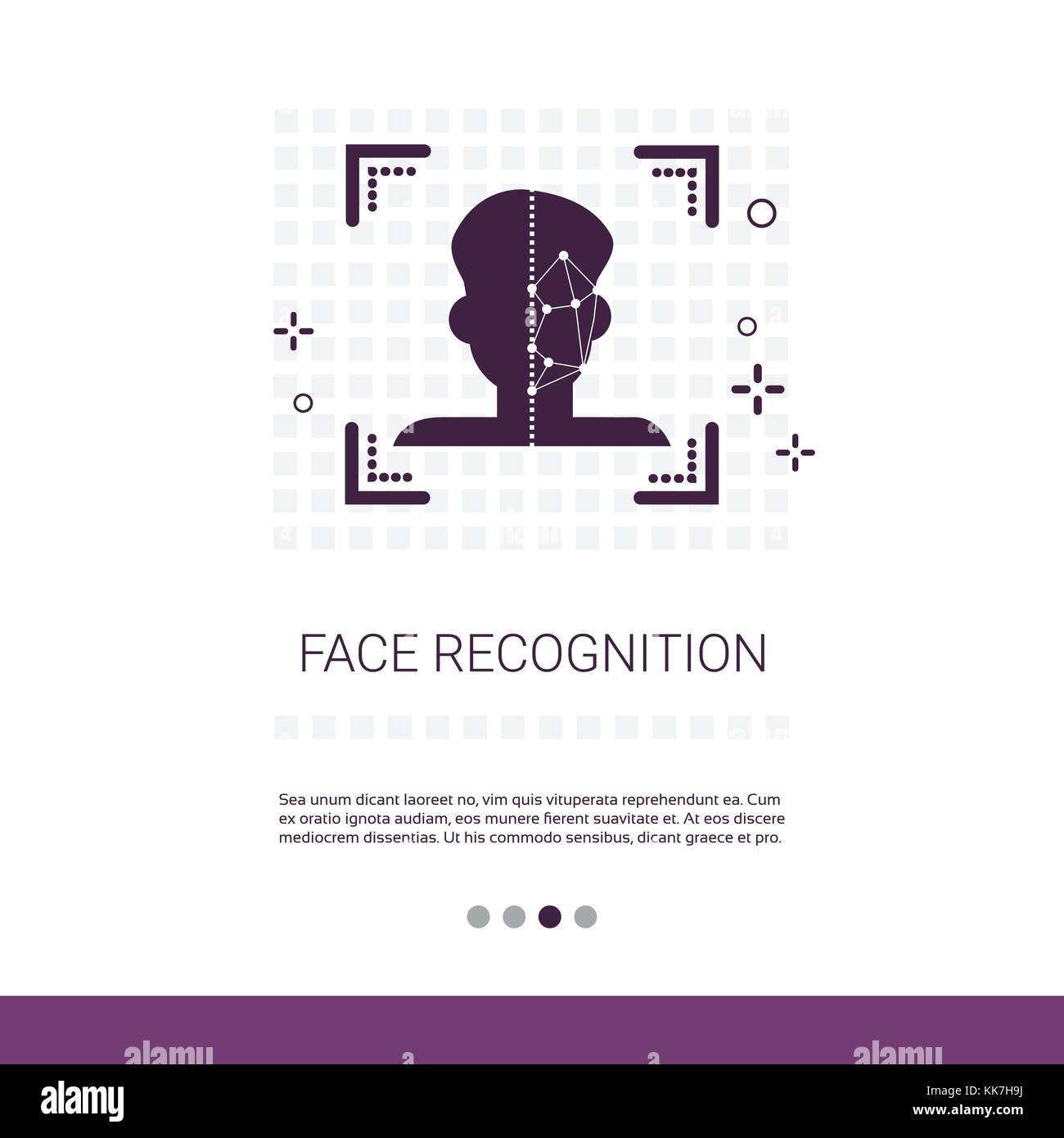 Biometric Identification Face Recognition System Concept Web Banner With Copy Space Stock Vector ...
