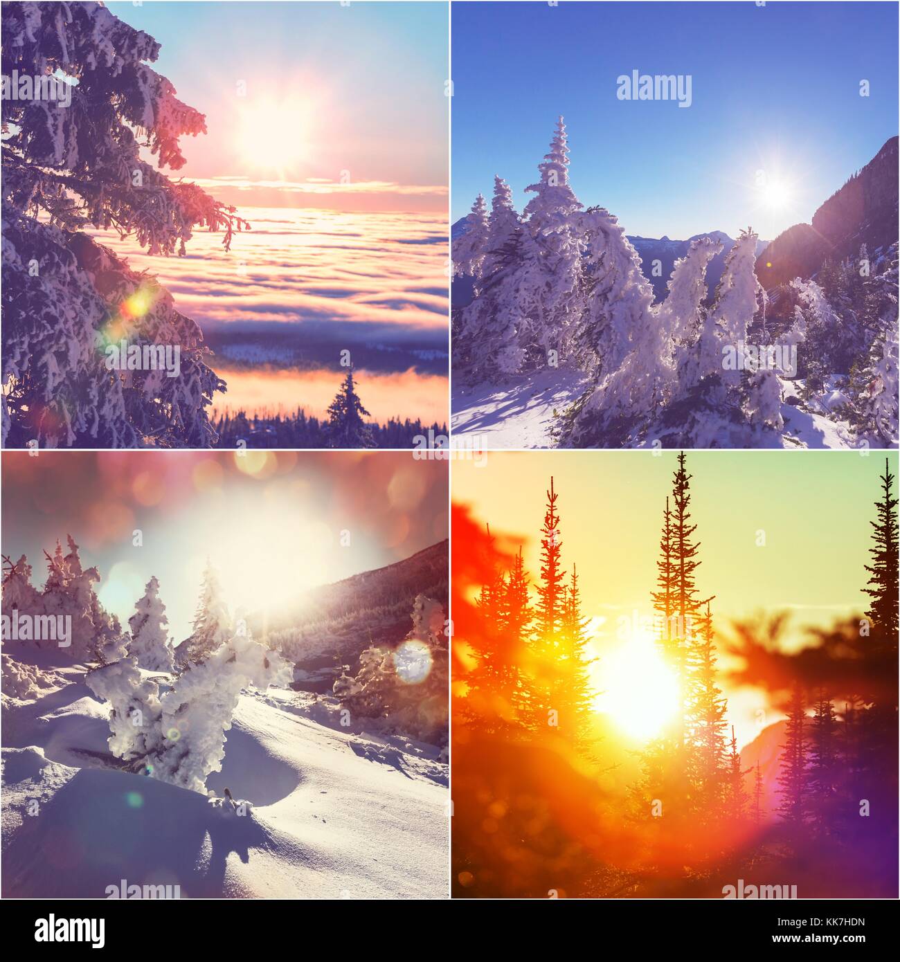 winter vacation collage Stock Photo - Alamy