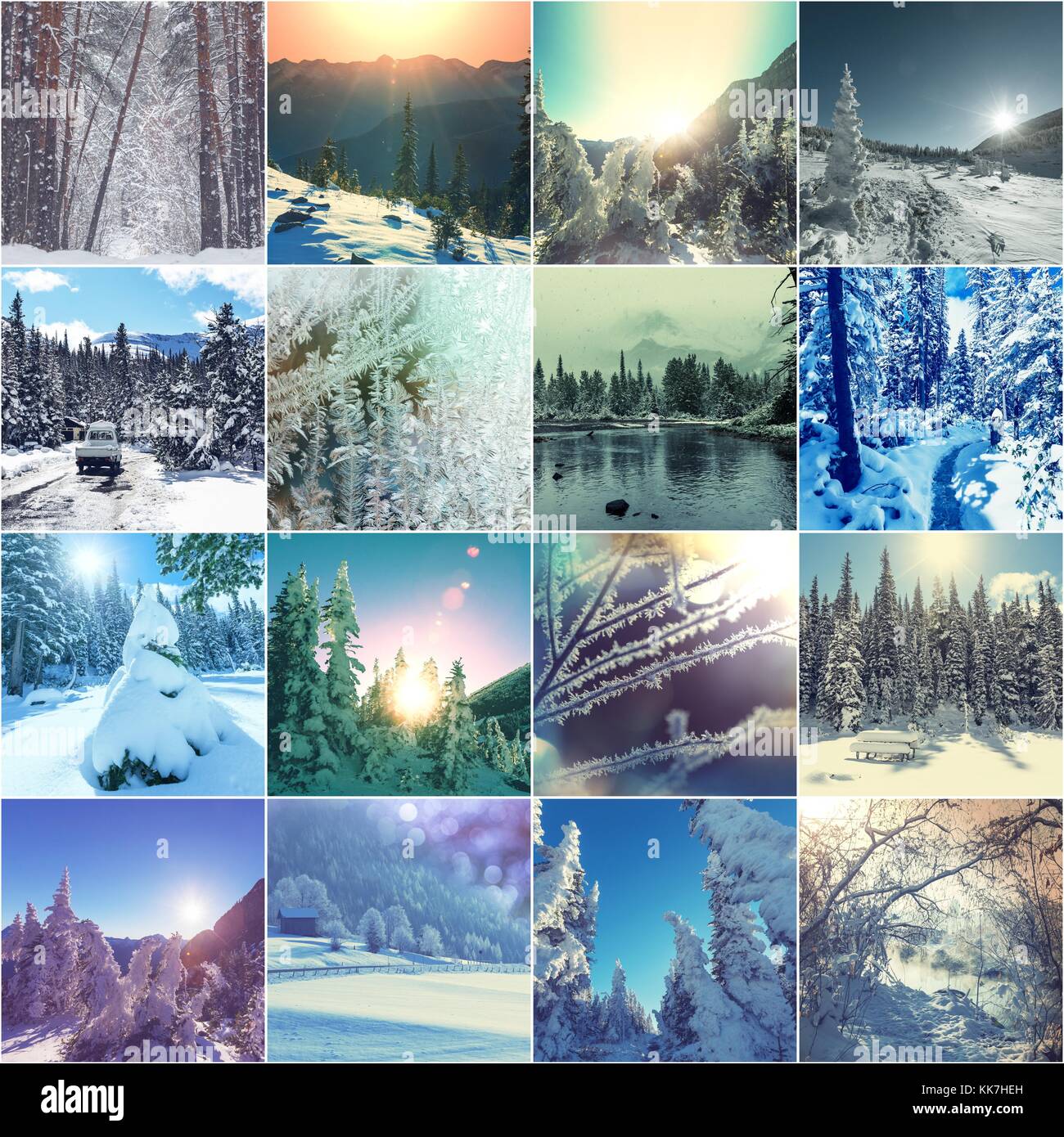 winter vacation collage Stock Photo - Alamy