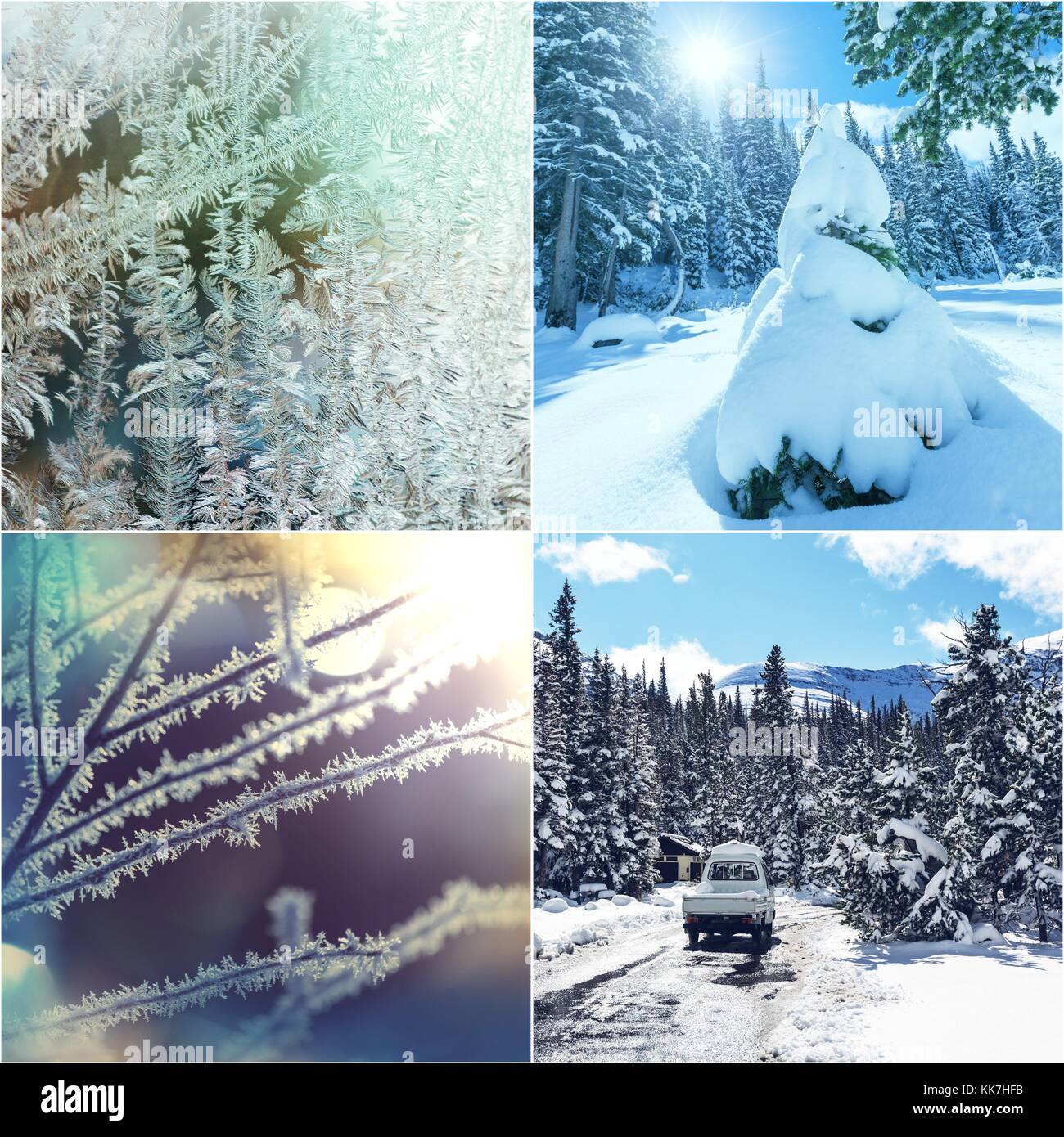 winter vacation collage Stock Photo - Alamy