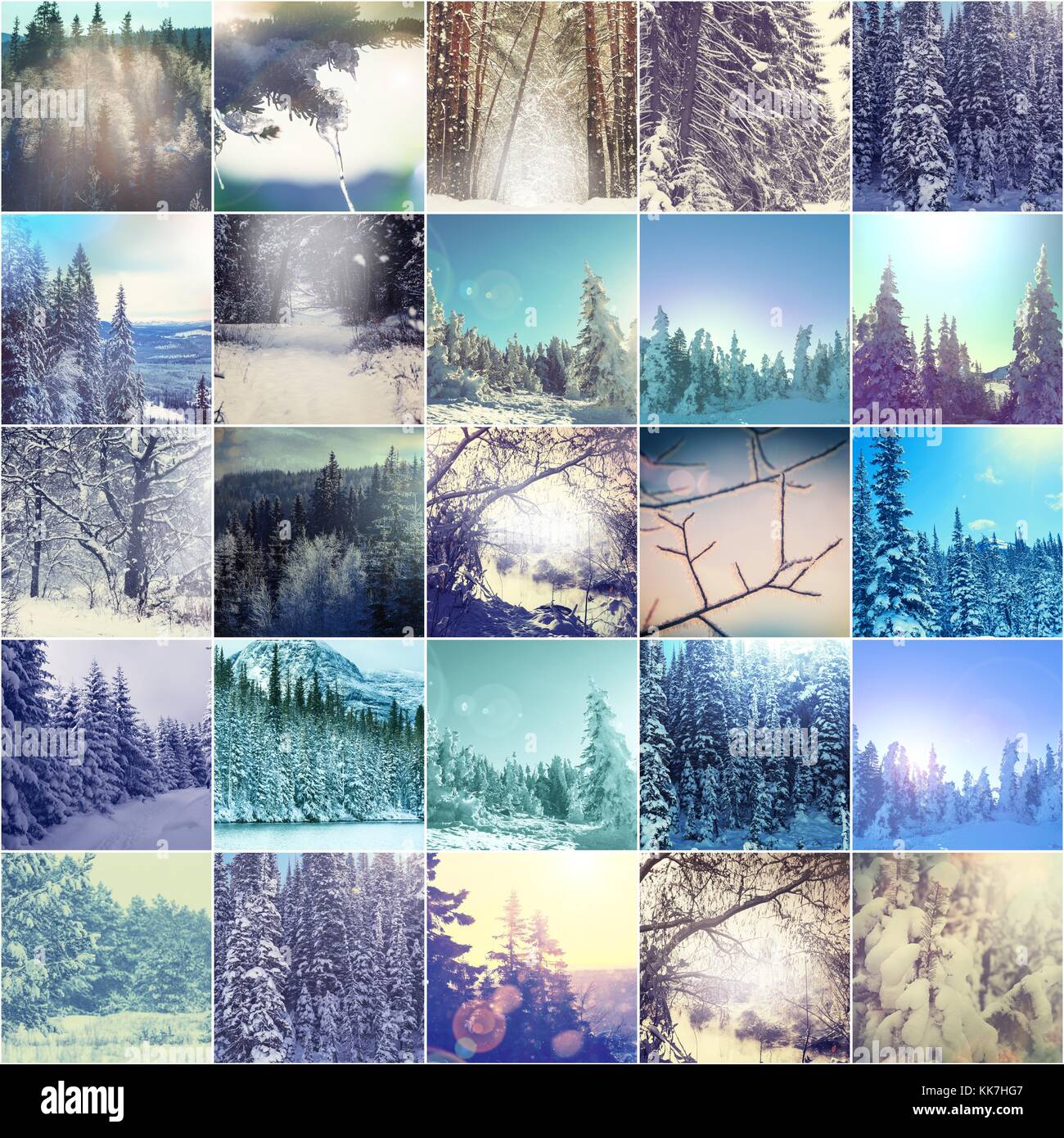 winter vacation collage Stock Photo - Alamy