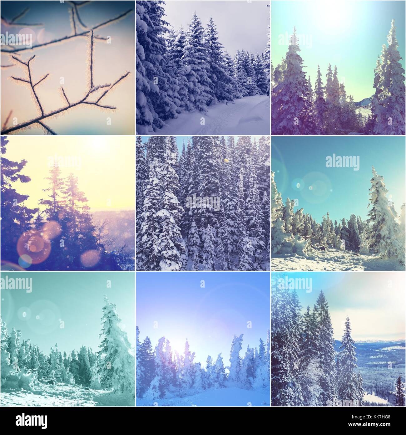 winter vacation collage Stock Photo - Alamy
