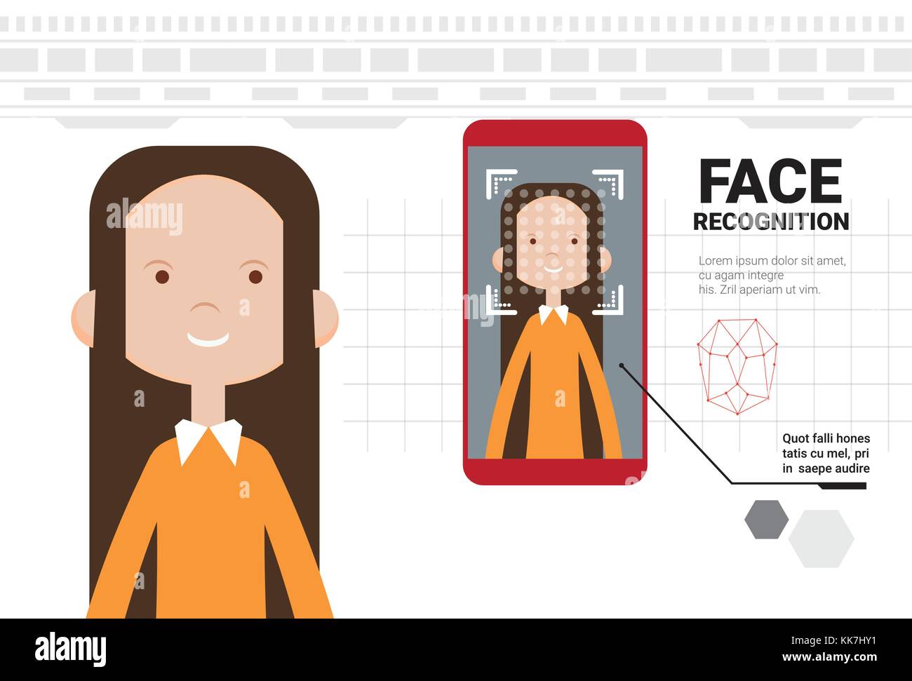 Smart Phone Scanning Woman Face Modern Identification System Modern ...