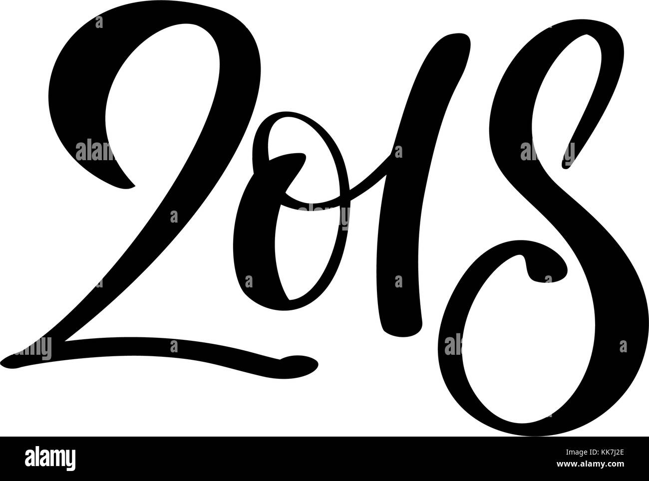 Black number christmas 2018 hand drawn lettering on white background ...