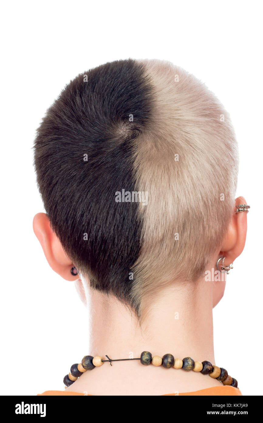 back of the head of teenager punk isolated on white Stock Photo - Alamy