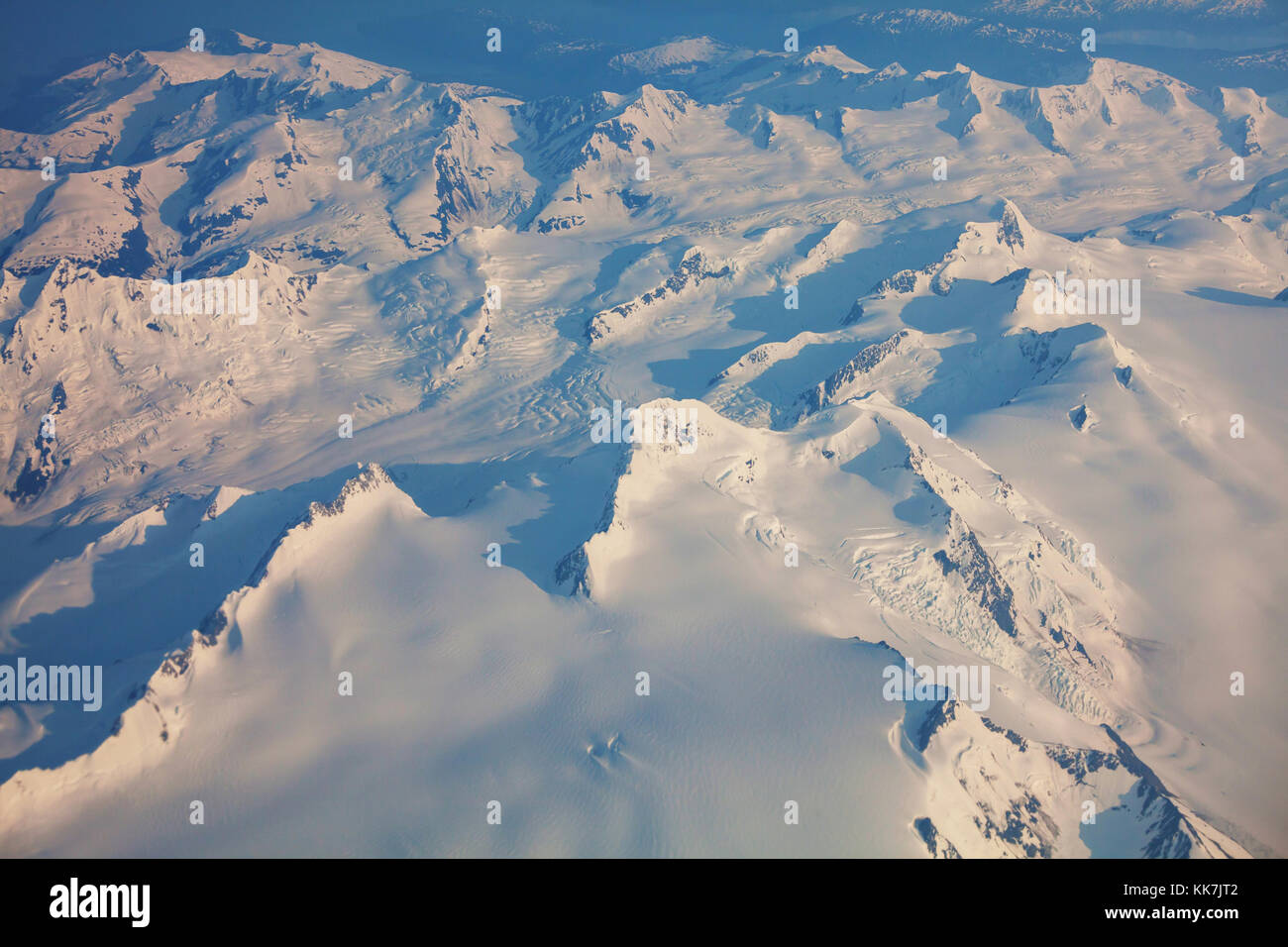 Aerial view from aircraft flying in high altitude. Landscape from above ...