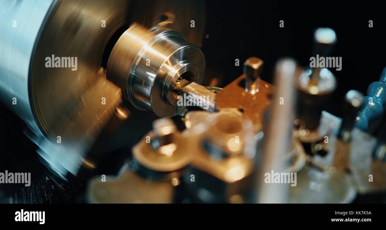 machine tool in metal factory with drilling cnc machines Stock Photo ...