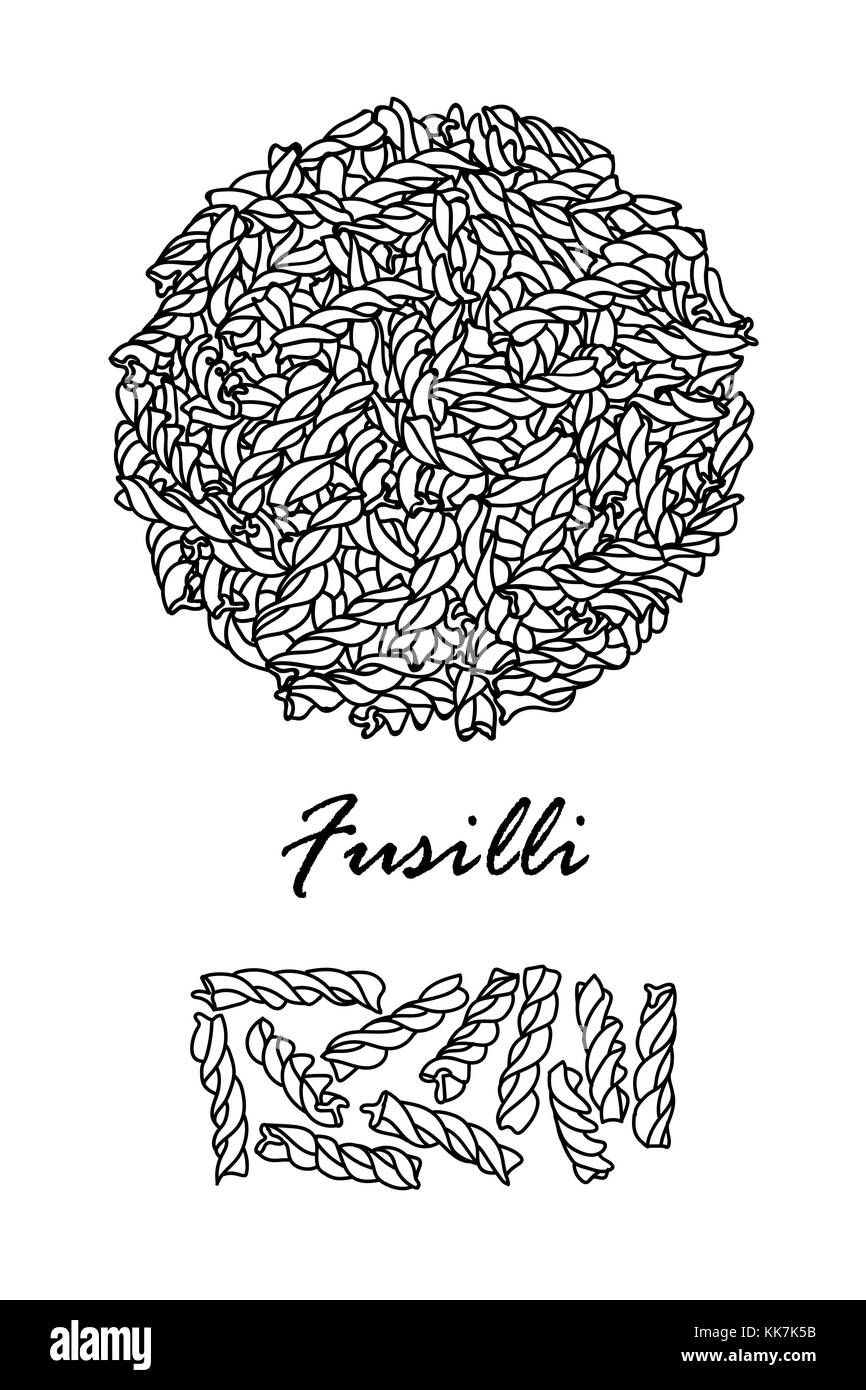 Fusilli pasta sketch hand Stock Vector Images - Alamy