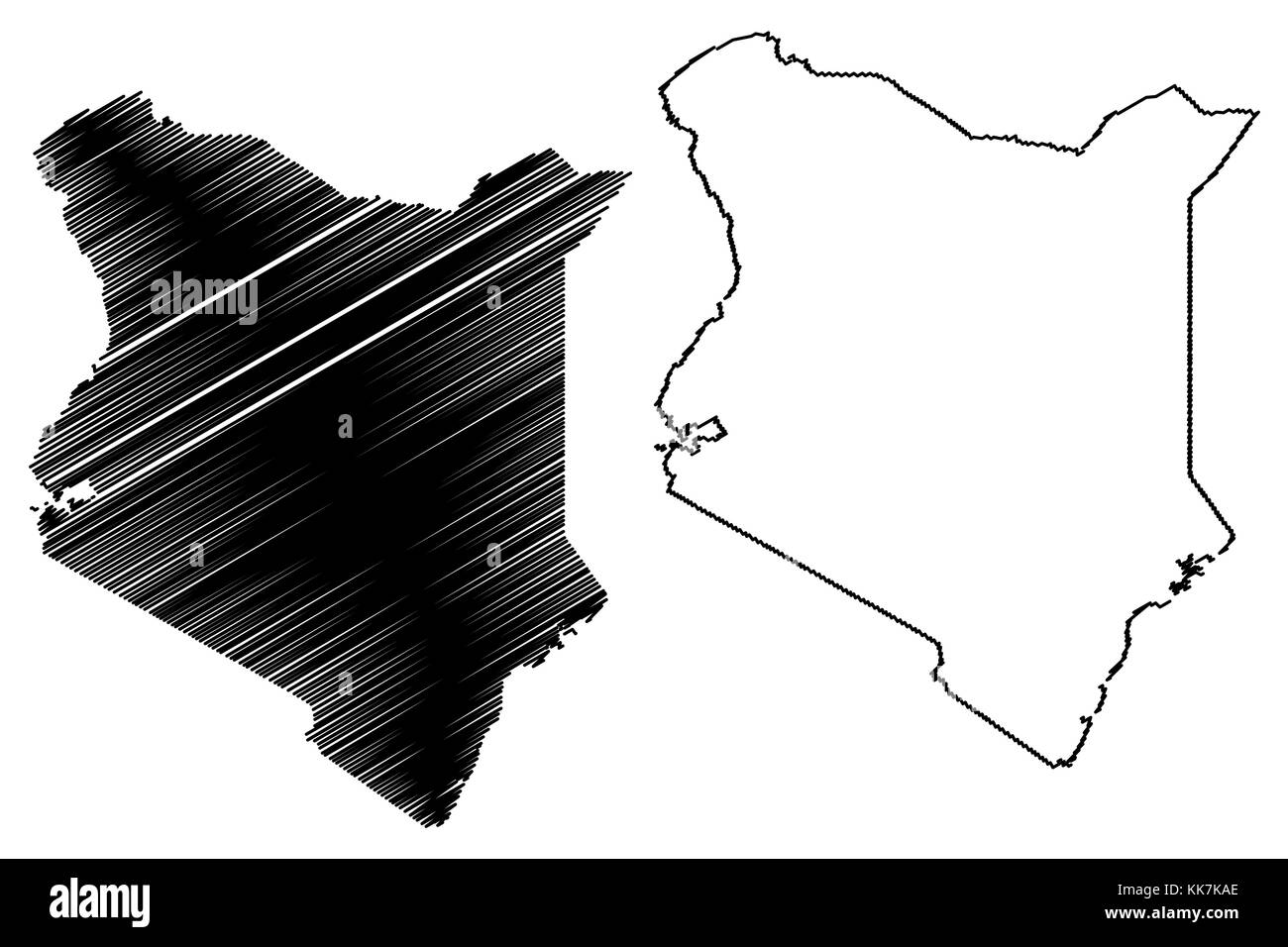 Kenya map vector illustration, scribble sketch Republic of Kenya Stock ...