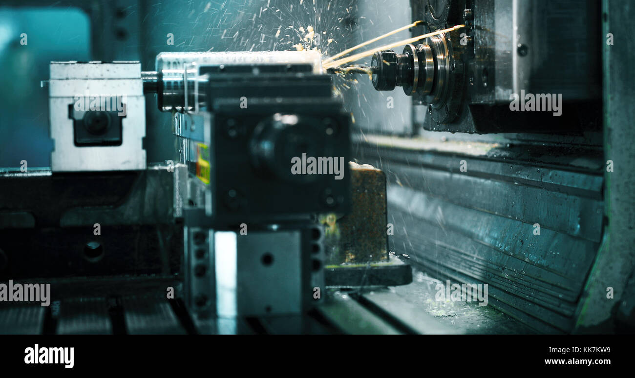 machine tool in metal factory with drilling cnc machines Stock Photo ...