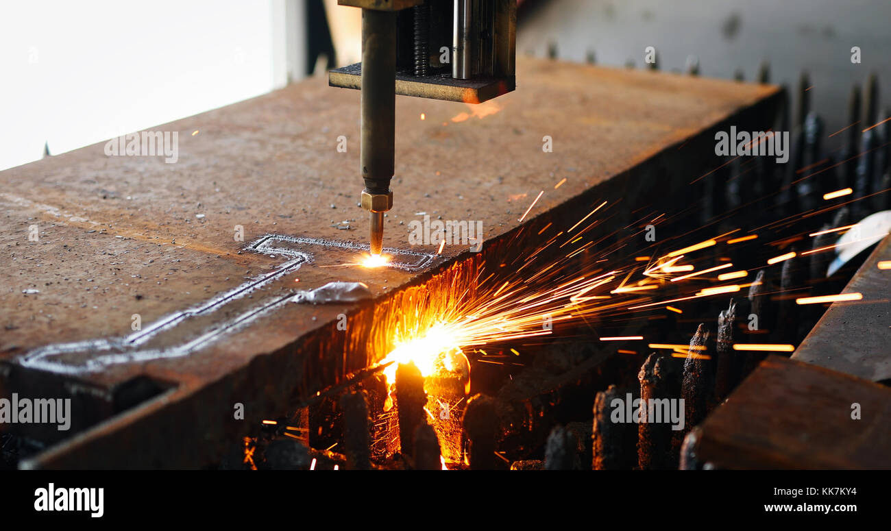 High precision CNC gas cutting metal sheet Stock Photo - Alamy