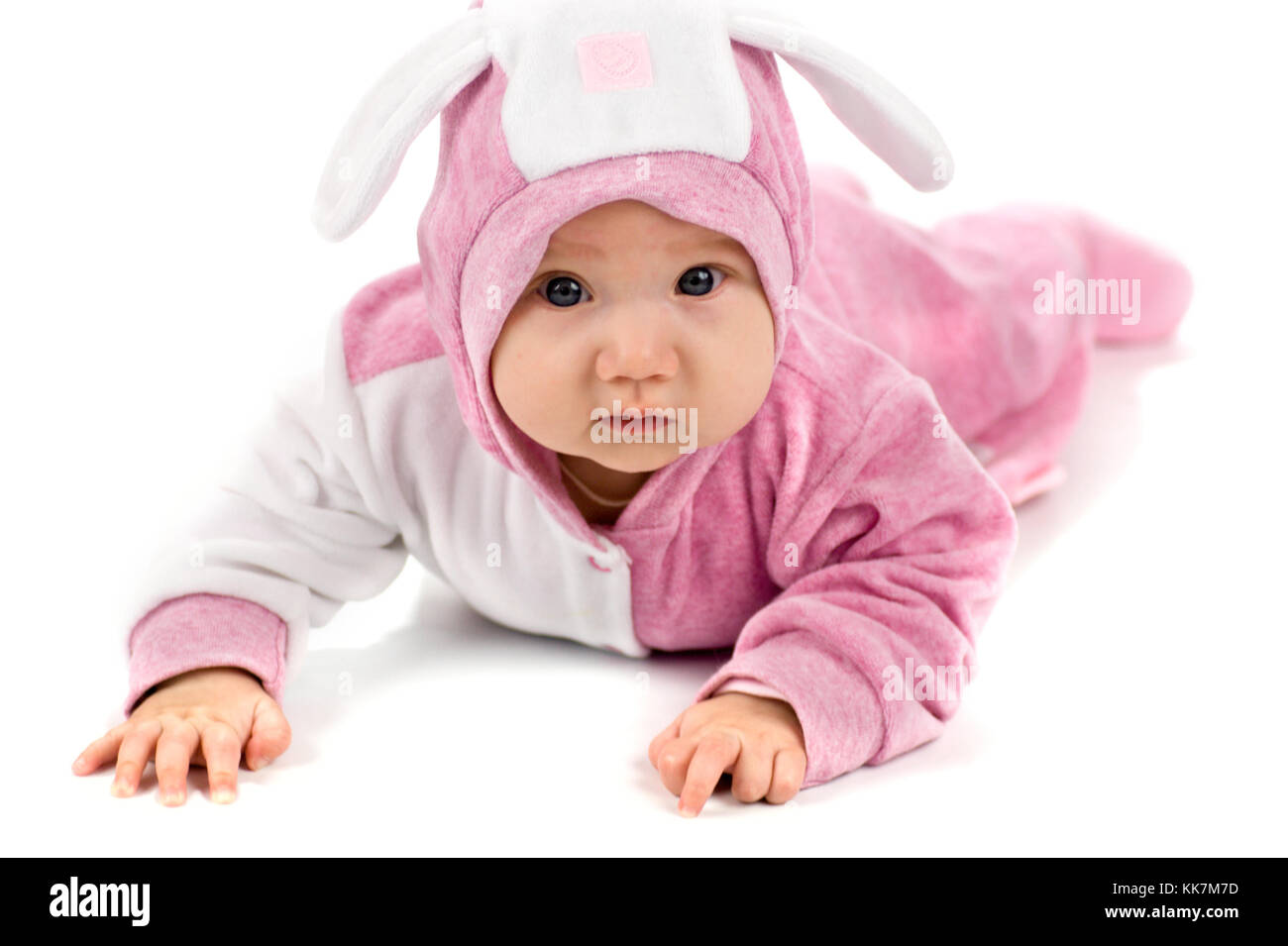 Portrait of four mounth baby age of four mounth lying on the floor ...
