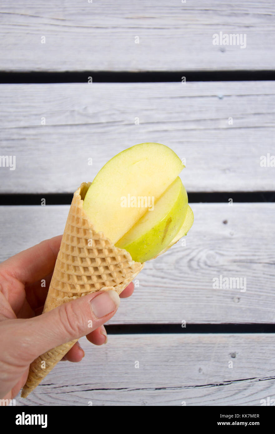 ice-cream wafer with apple Stock Photo - Alamy