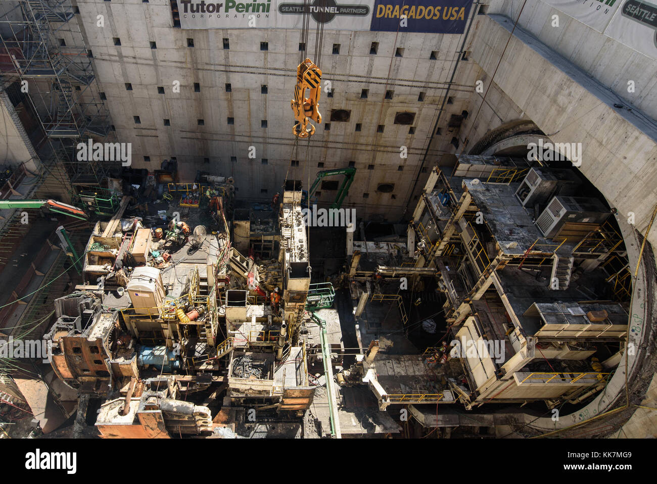 Disassembly of the SR 99 tunneling machine continues in a pit just east ...