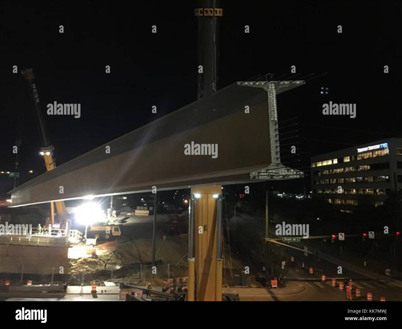 Construction crews set girders for the Talbot Bridge in Renton during ...
