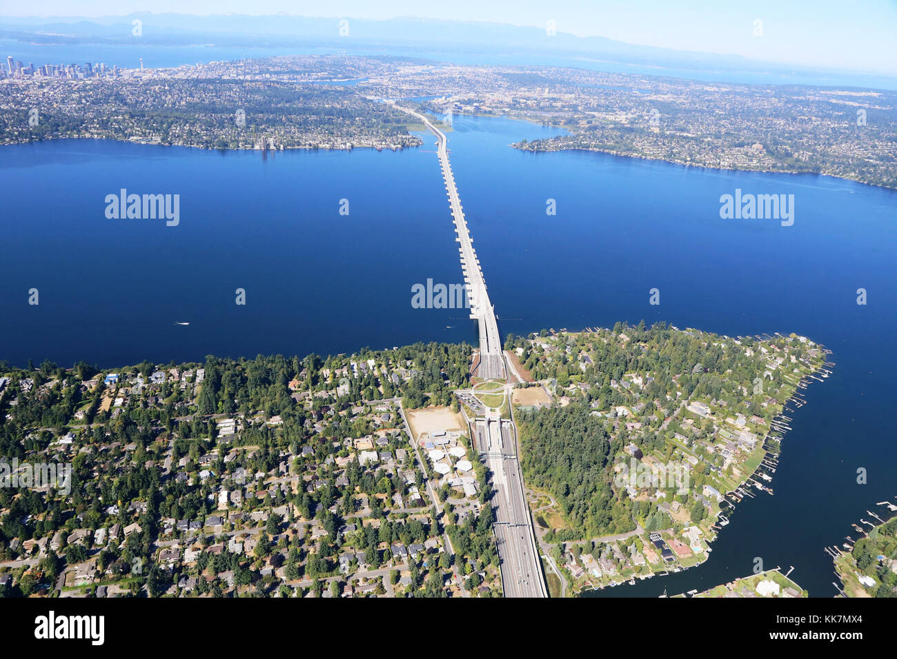 This aerial, taken Sept. 1, shows the new SR 520 floating bridge ...