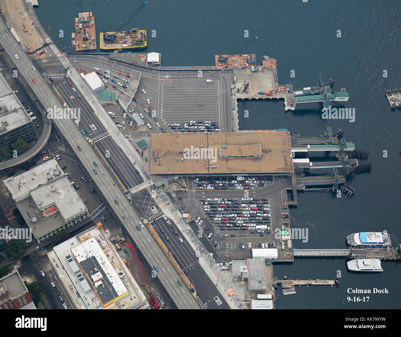 Here is an aerial view of Colman Dock. The temporary passenger-only ...