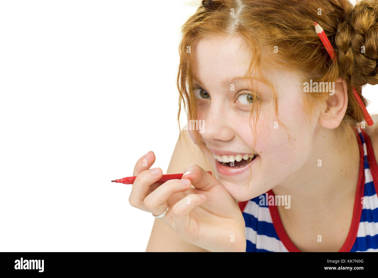 Funny artist going to draw something isolated on white Stock Photo - Alamy