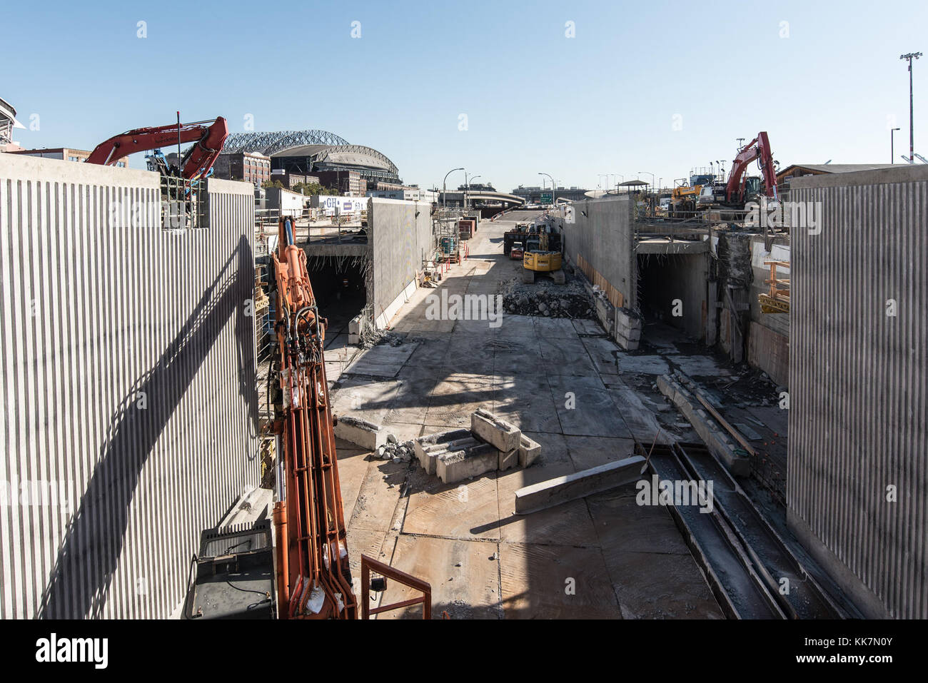 When the SR 99 tunnel opens, southbound cars will drive between these ...
