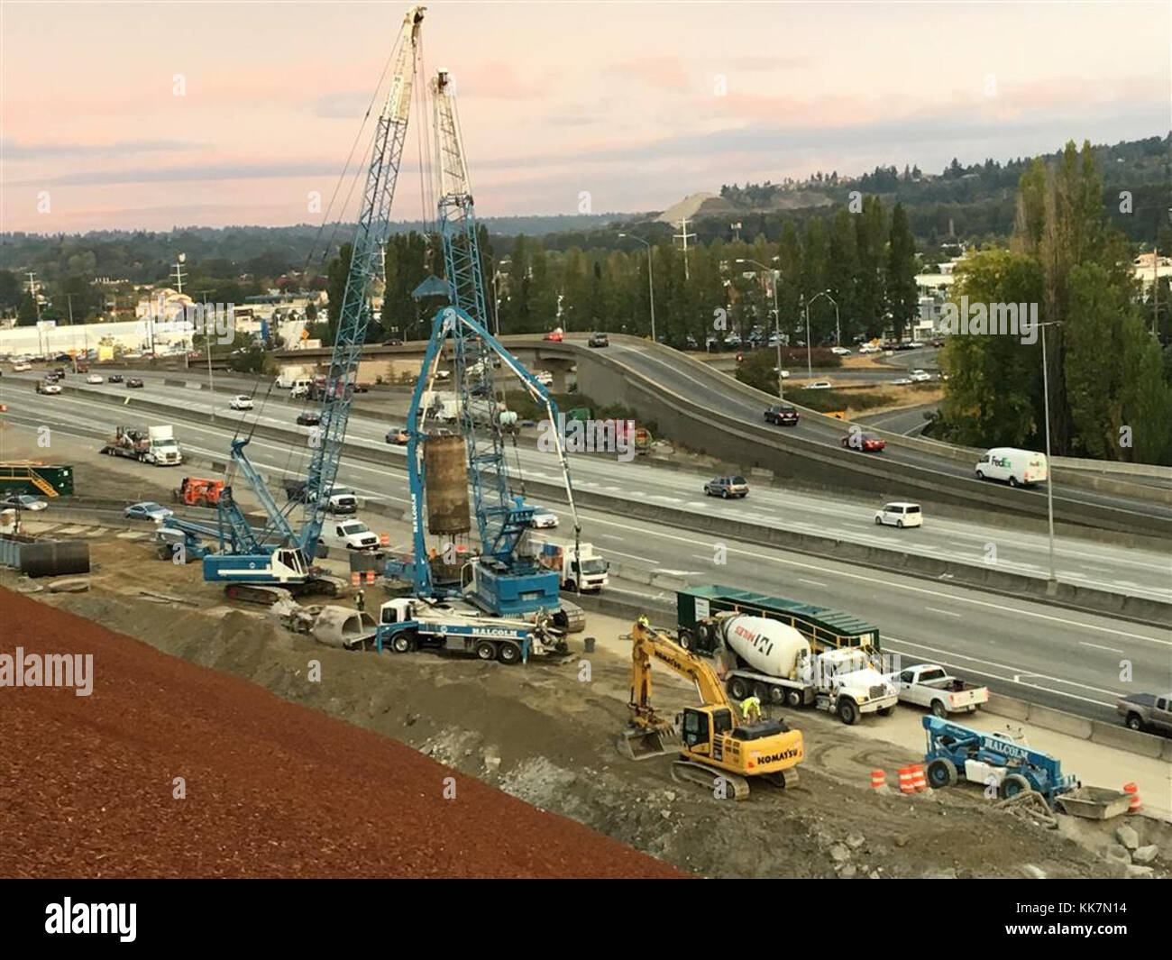On Sept. 29, 2017, crews pour a concrete shaft for the future flyover ...