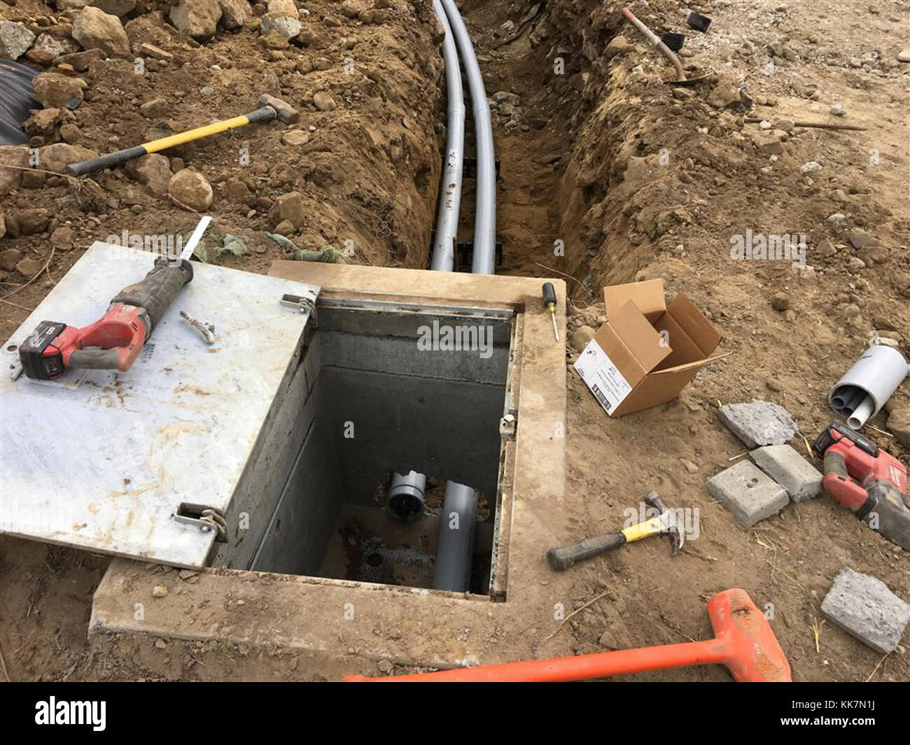 On Oct. 2, 2017, crews install conduits at the on-ramp from Talbot Road ...