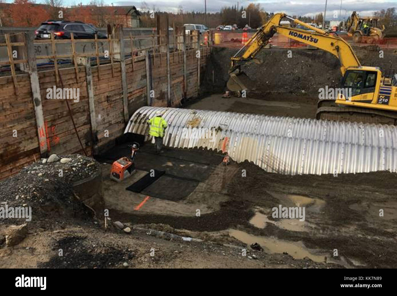 Burying the fish culvert 24674391828 o Stock Photo - Alamy