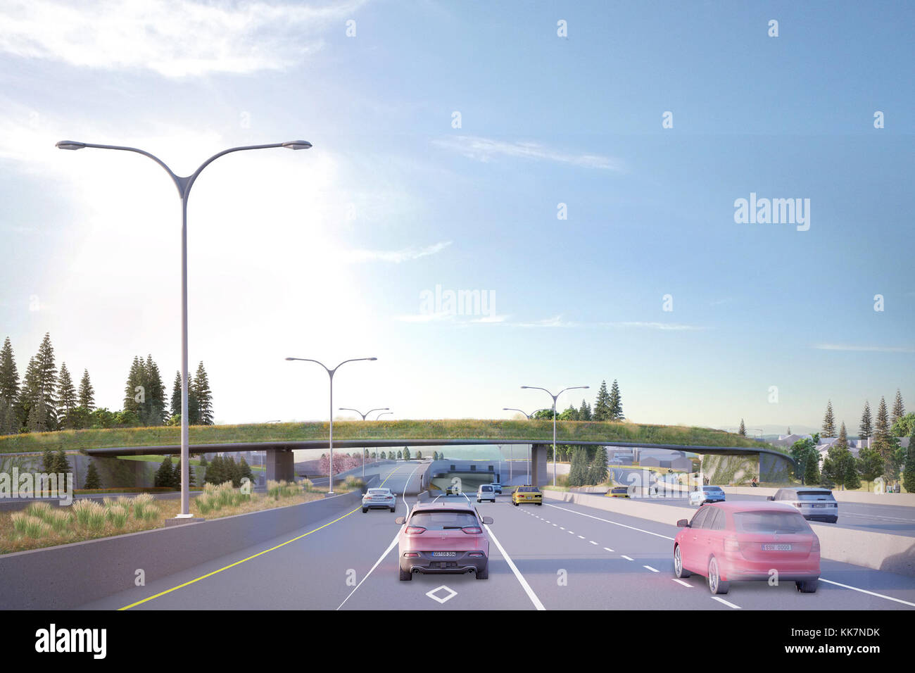 Westbound view of the land bridge 34030010824 o Stock Photo - Alamy