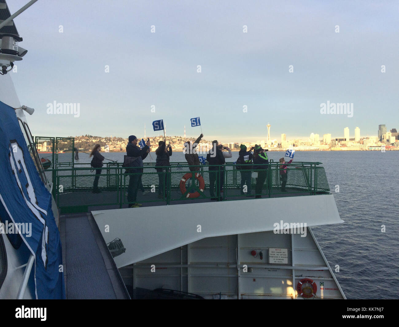 Fans gather on the picklefork as the M/V Chelan arrives at Seattle's ...