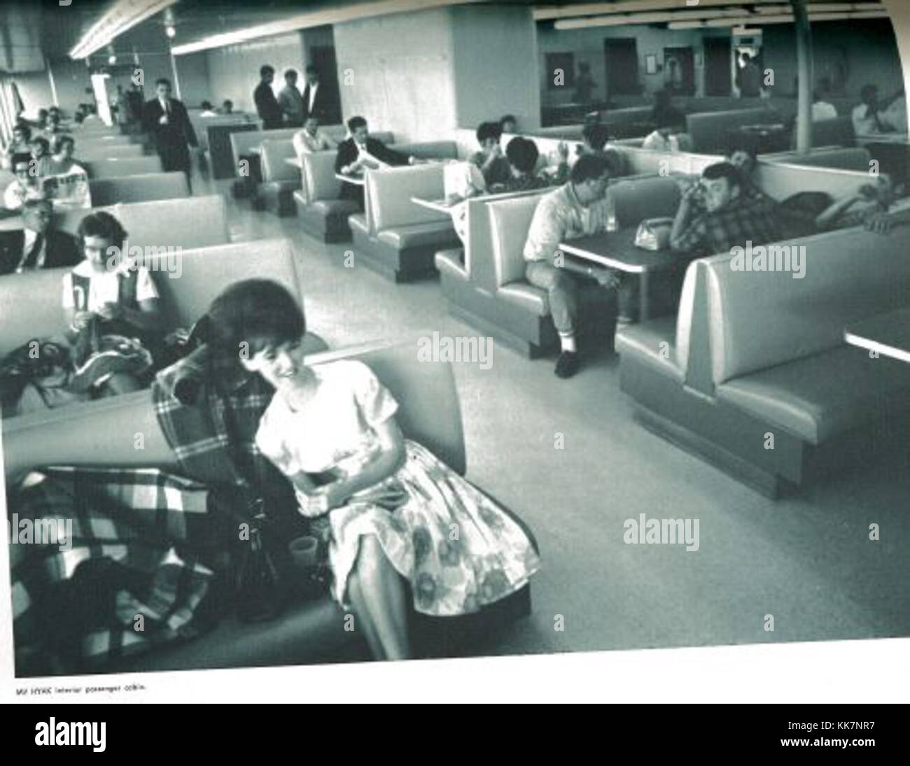 The M/V Hyak's interior passenger cabin. Passengers on the MV Hyak ...