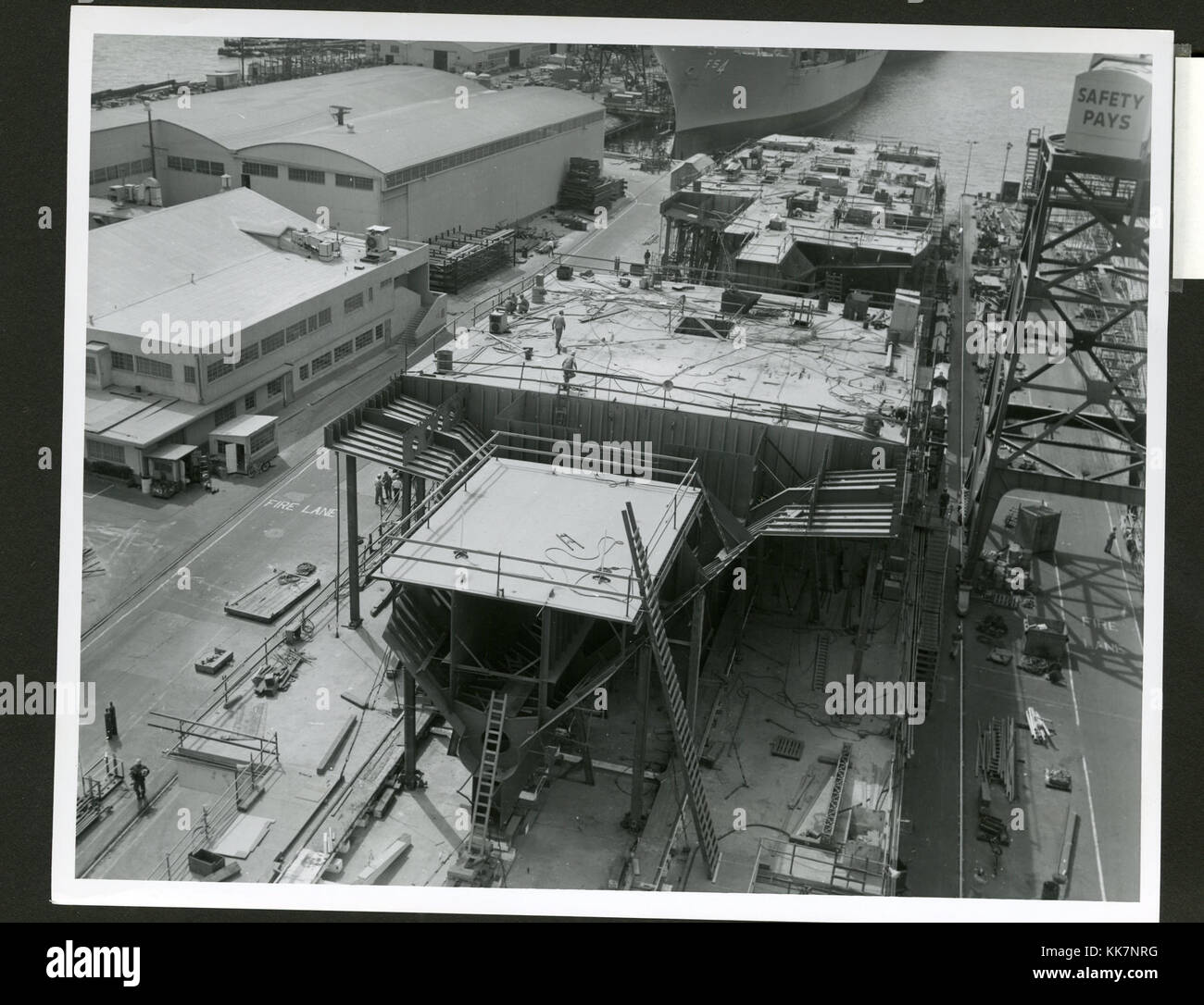 The M/V Hyak's steel hull is visible during its 1966 construction. The ...