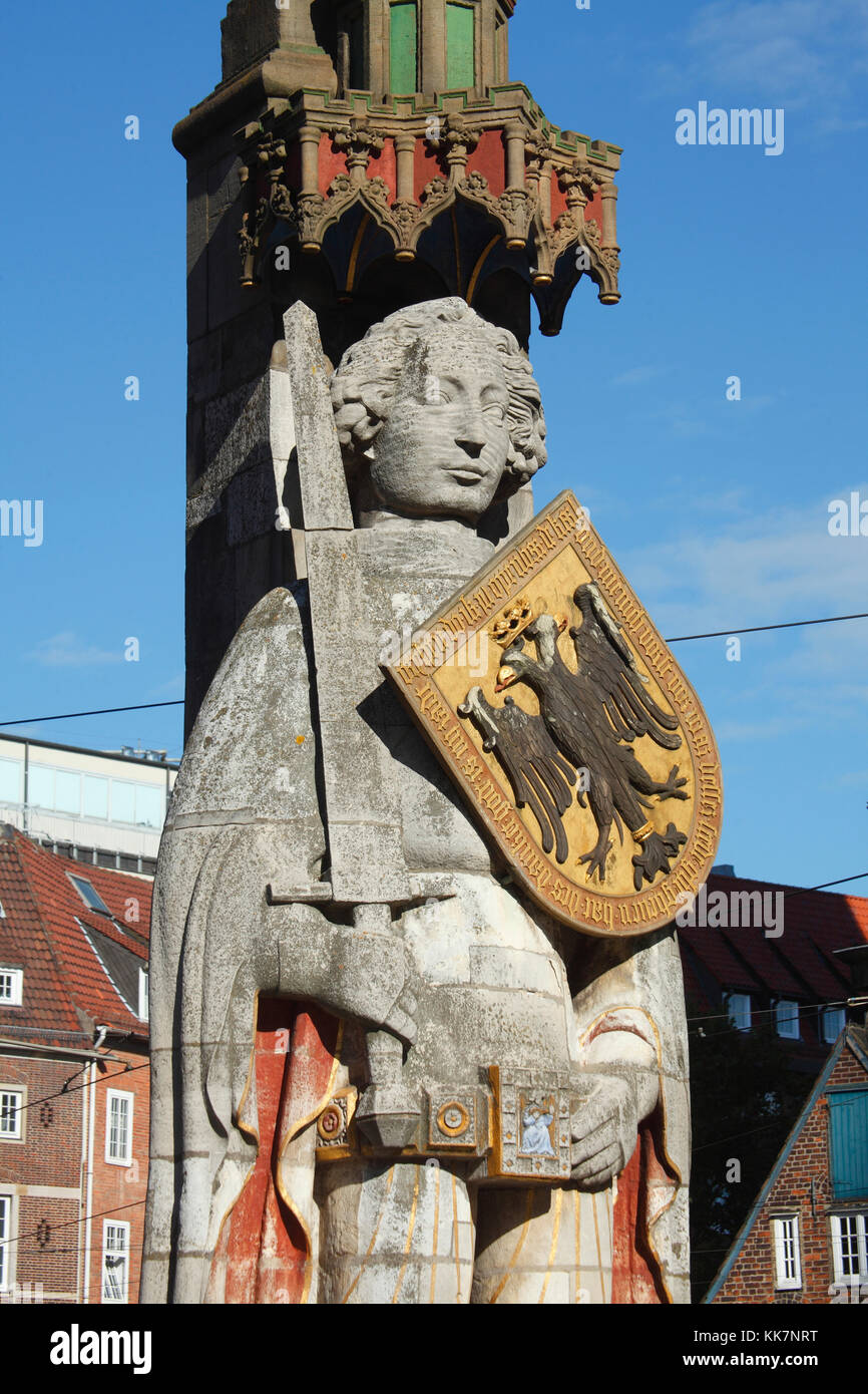 Landmark Bremer Roland, Roland statue in the market square, Bremen ...