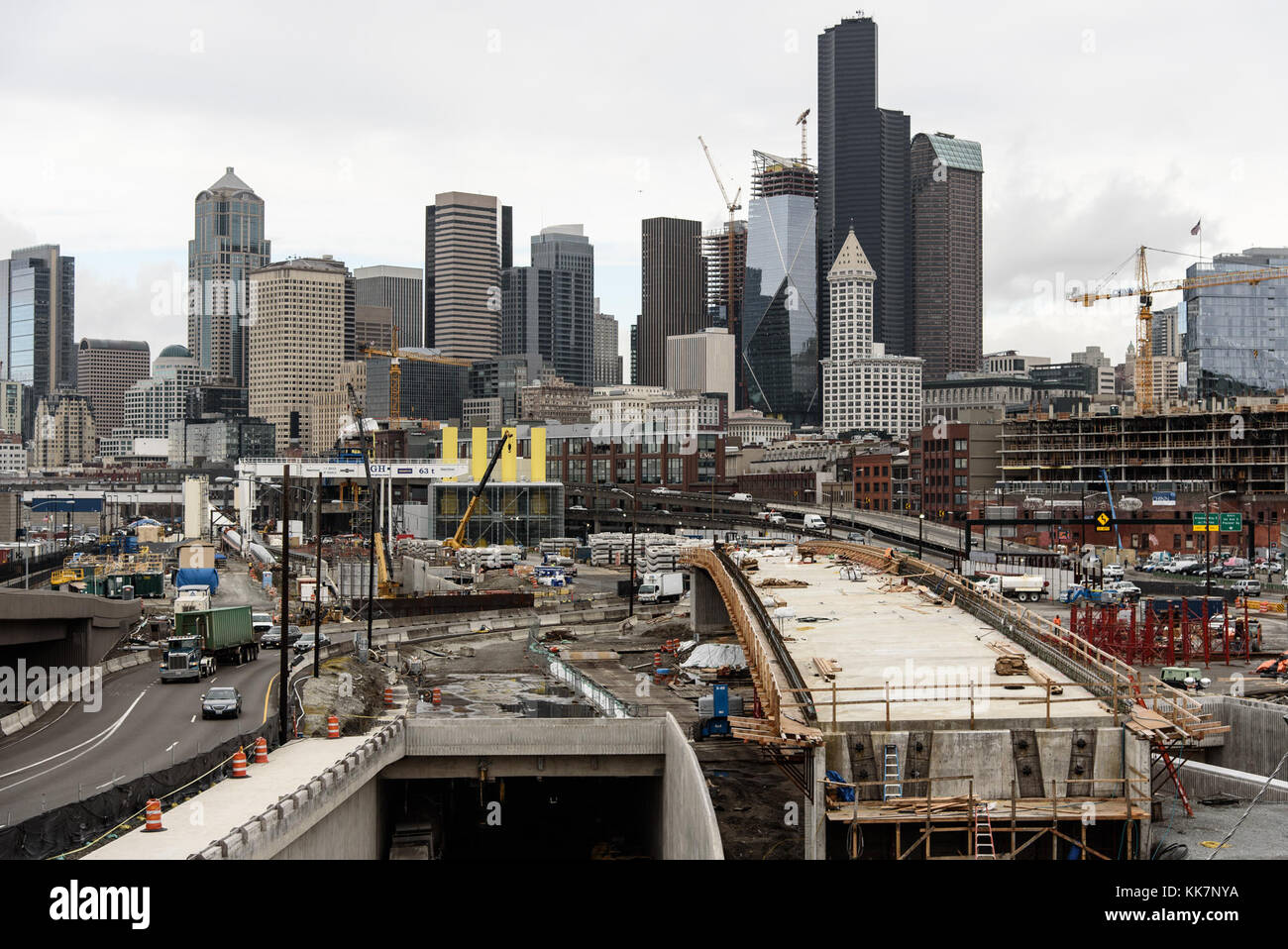 This March 2017 photo shows progress on the elevated section of the ...