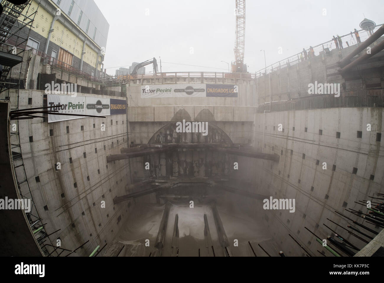 The SR 99 tunneling machine's disassembly pit prior to Bertha's ...
